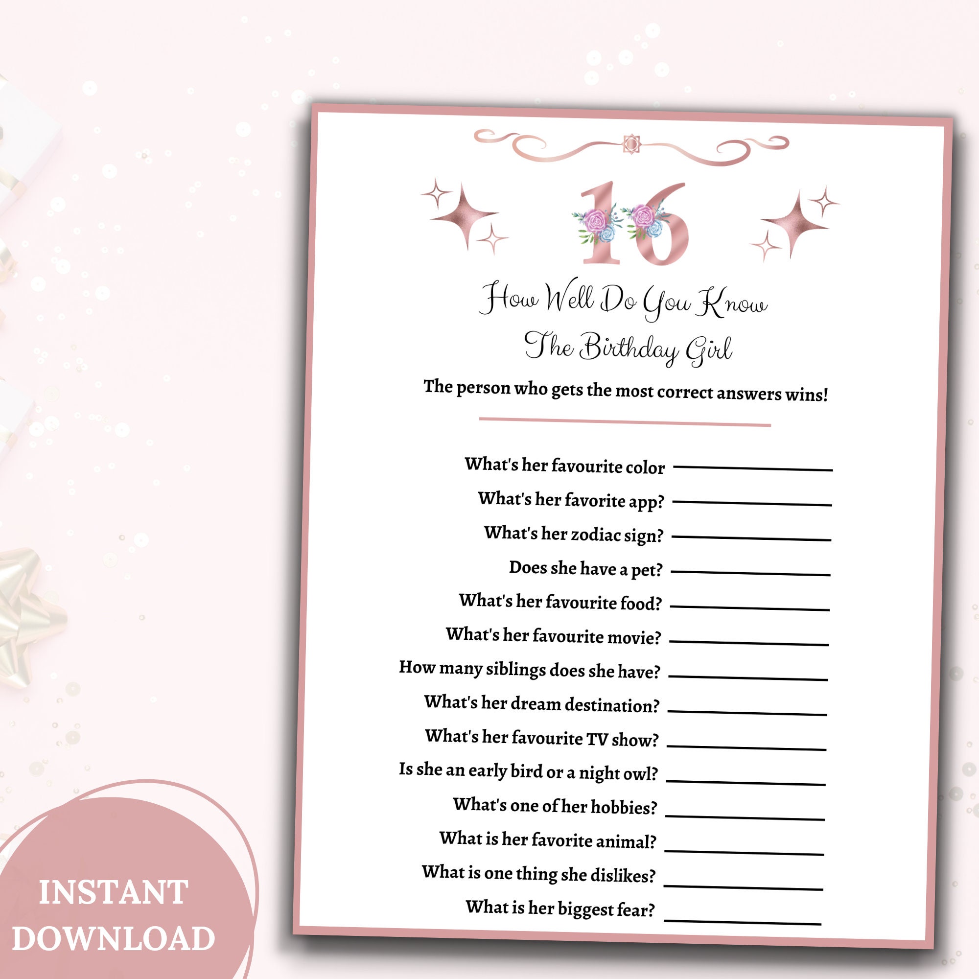Sweet Sixteen Gameprintable Sweet 16 Birthday Party - Etsy