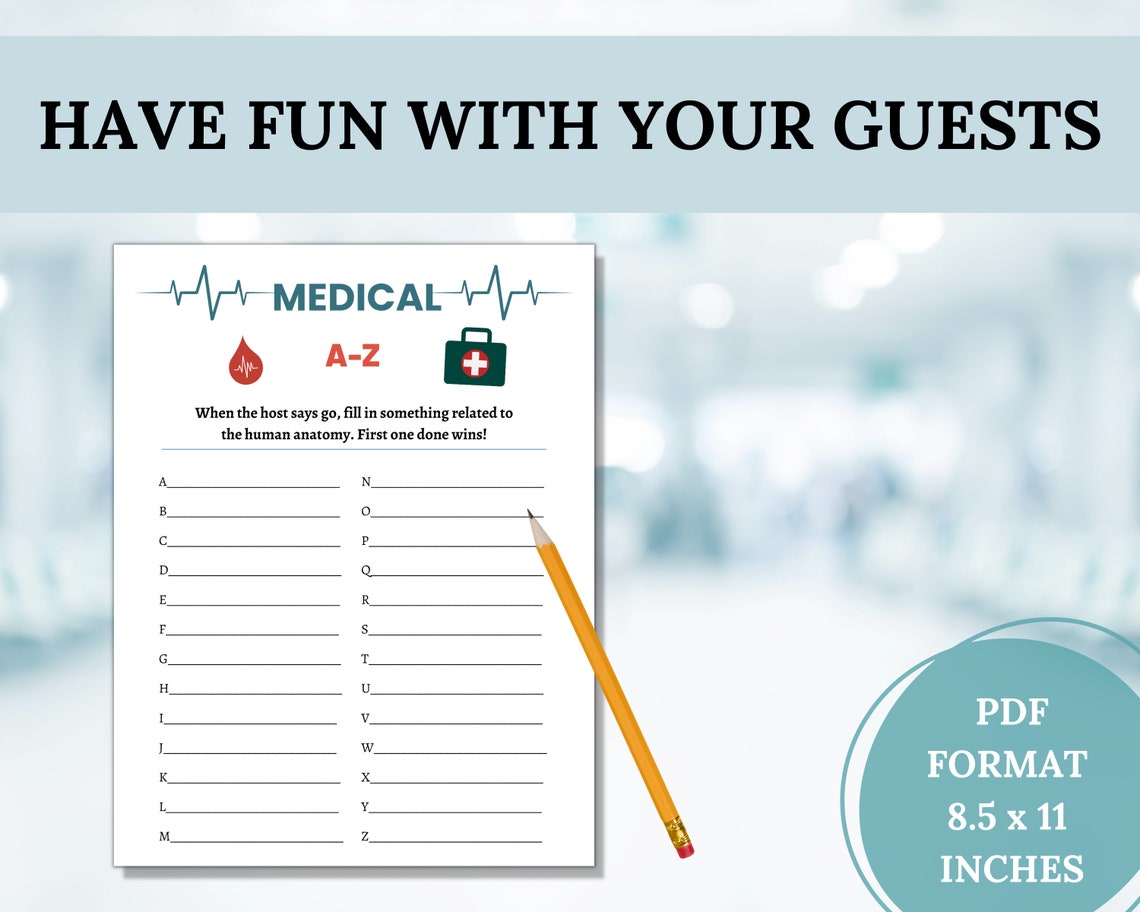 Medical A to Z Gameprintable Medical Game Doctor Nurse Fun - Etsy