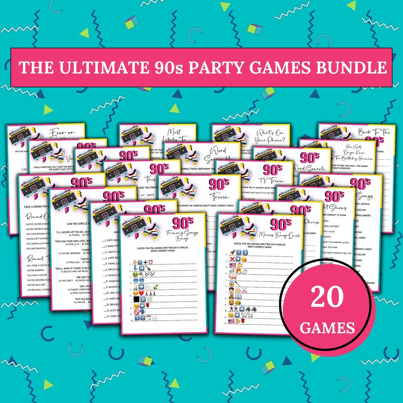 90s Party Games Bundle90s Printable Games 90s Birthday Party - Etsy UK