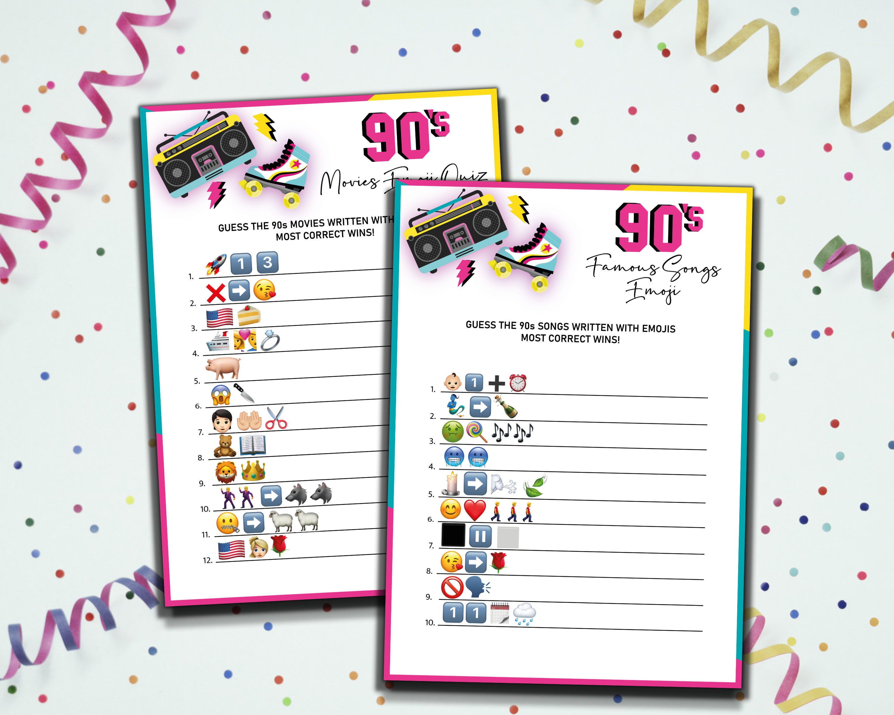 90s Party Games90s Printable Games 90s Birthday Party Games90s Themed ...