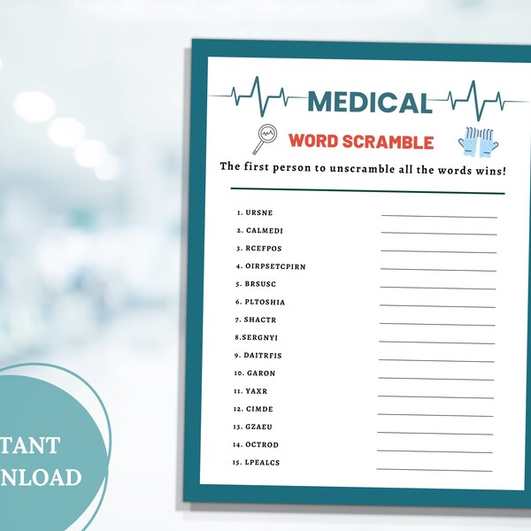 Medical Word Game Printable - Etsy
