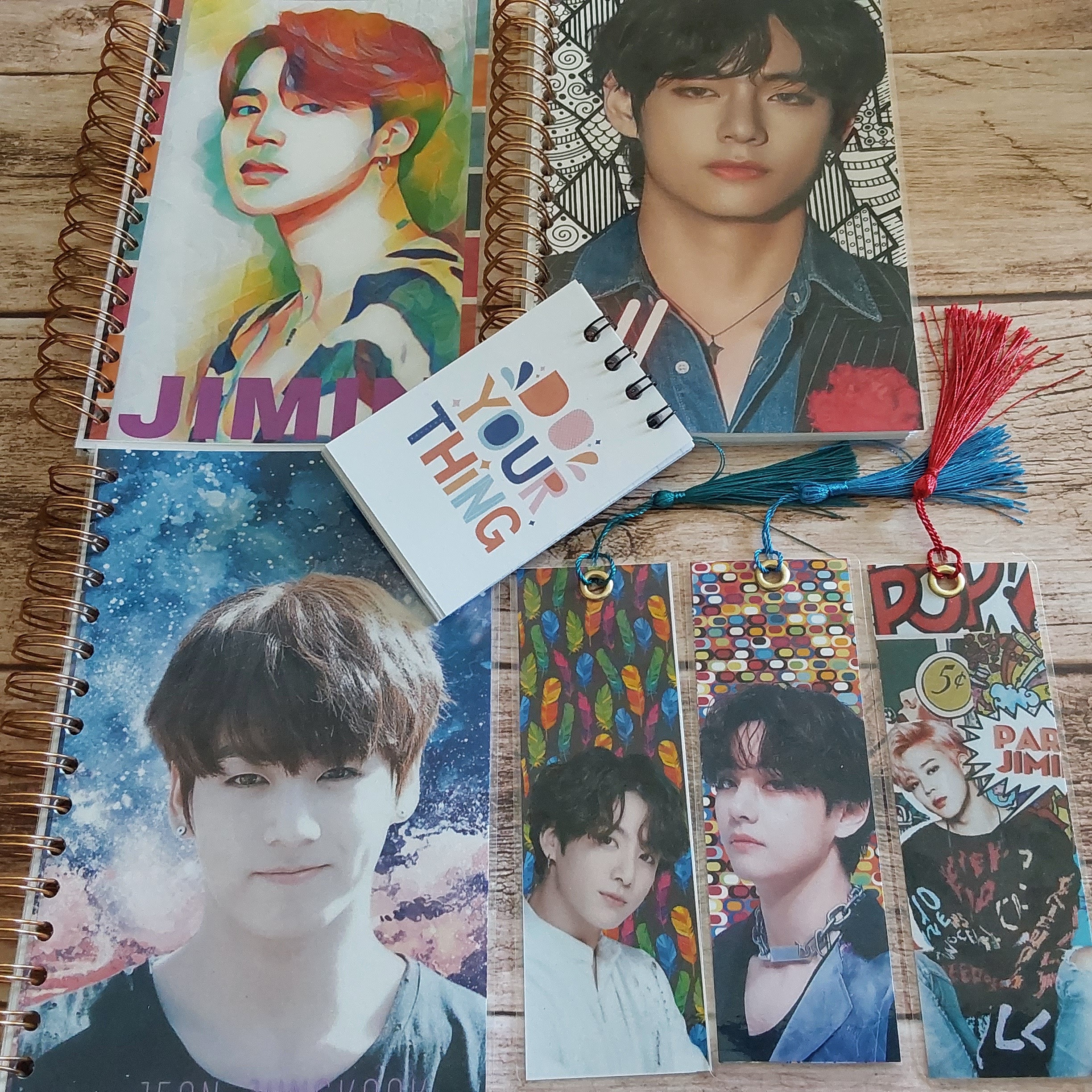 Kpop Spiral Notebook Pack of 3 Korea Stationery Set Matching Bookmarks ...