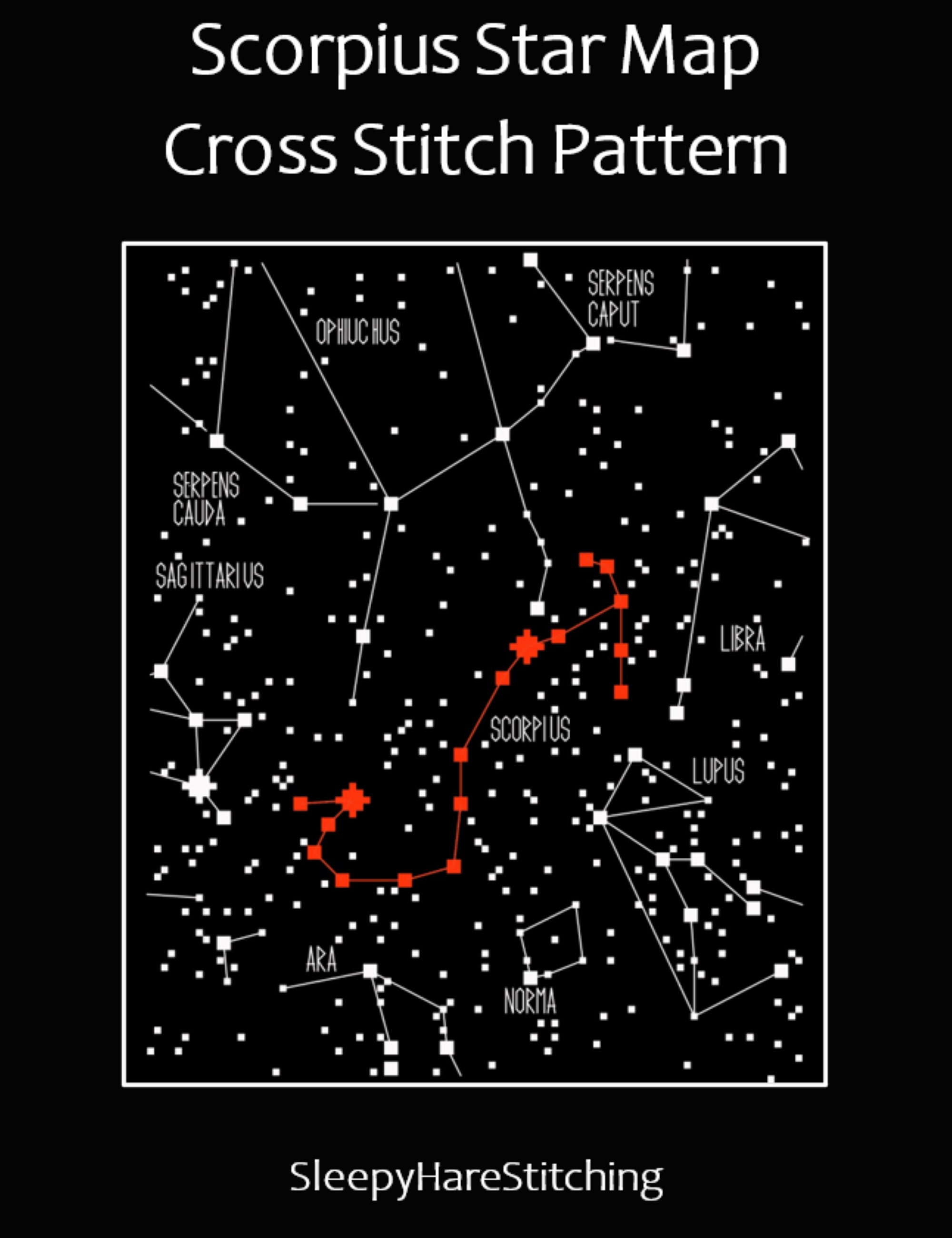Scorpius Constellation Star Map, Cross Stitch Pattern, Beginner ...