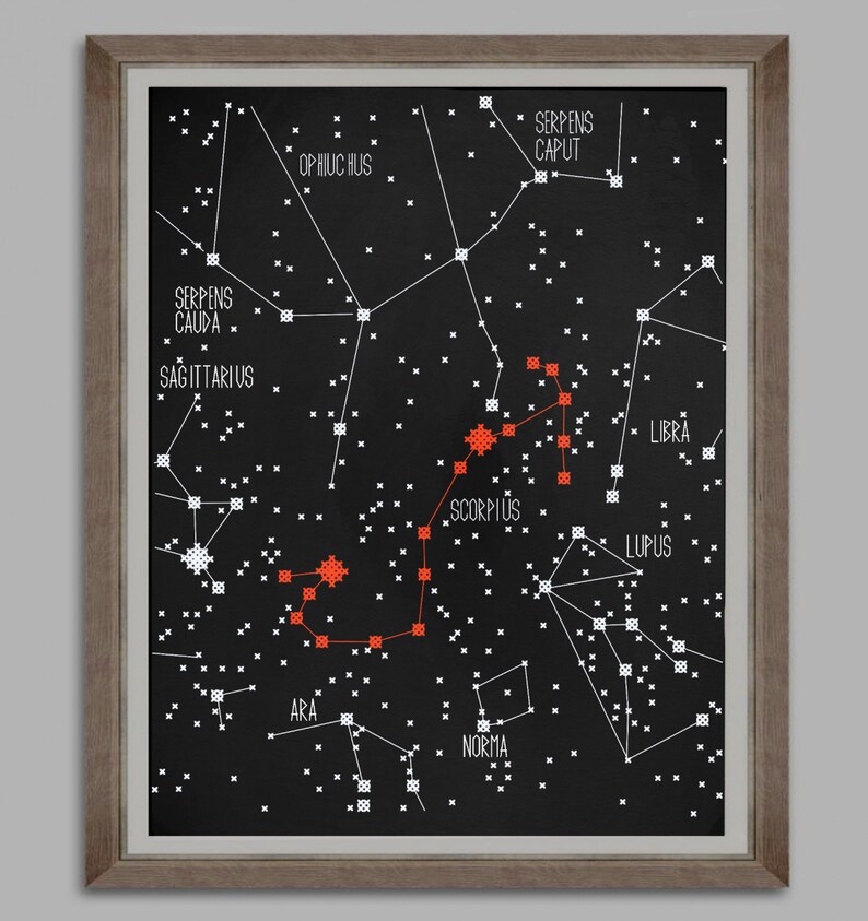 Scorpius Constellation Star Map, Cross Stitch Pattern, Beginner ...