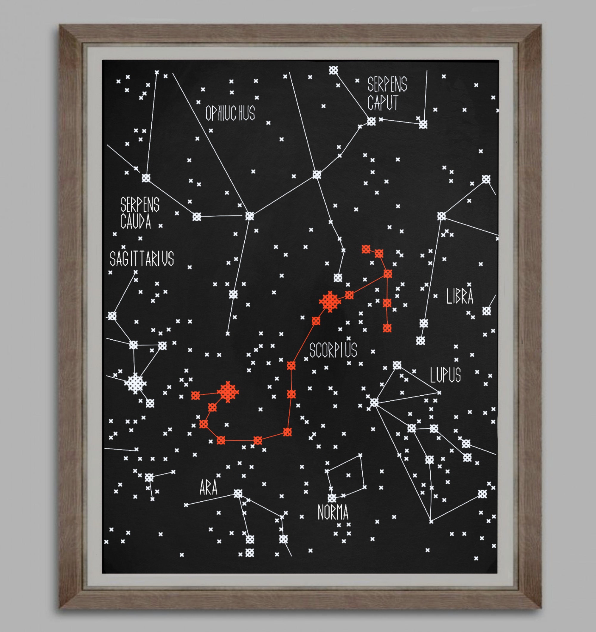 Scorpius Constellation Star Map, Cross Stitch Pattern, Beginner ...
