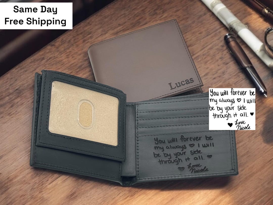 Personalized Leather Mens Wallet, Gift for Anniversary, Graduation, Dad ...