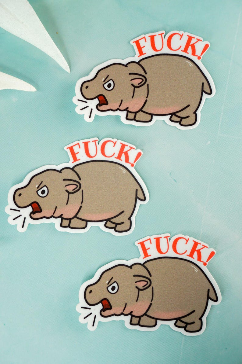 Handmade Funny Angry Pygmy Hippo Sticker, Laptop Decal - Etsy