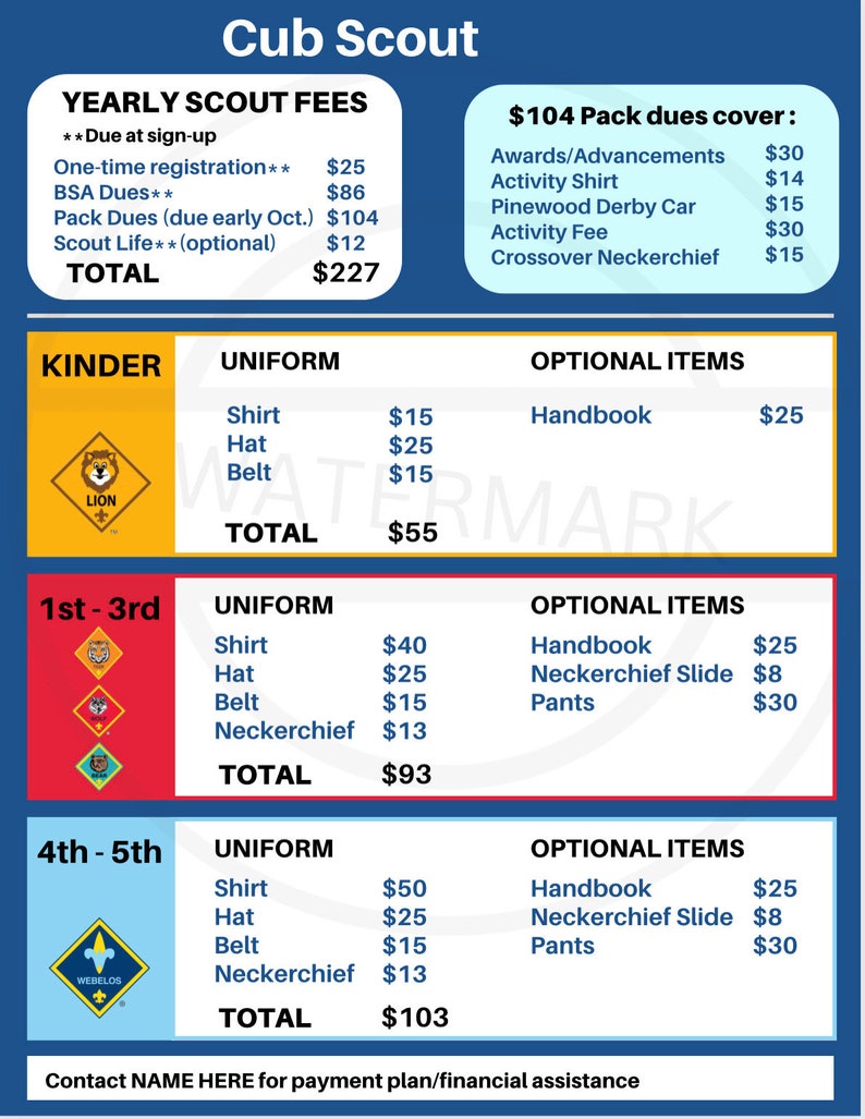 Cub Scout Recruitment Welcome Packet Flyers Contact Info - Etsy