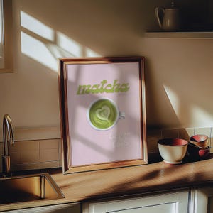 Cute Coffee Bar Decor Matcha Wall Art Kitchen Wall Art Matcha Lover ...