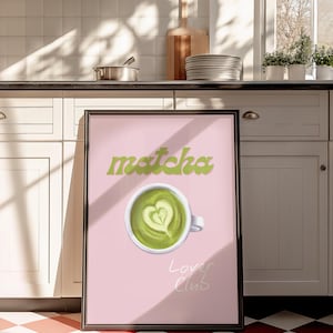 Cute Coffee Bar Decor Matcha Wall Art Kitchen Wall Art Matcha Lover ...