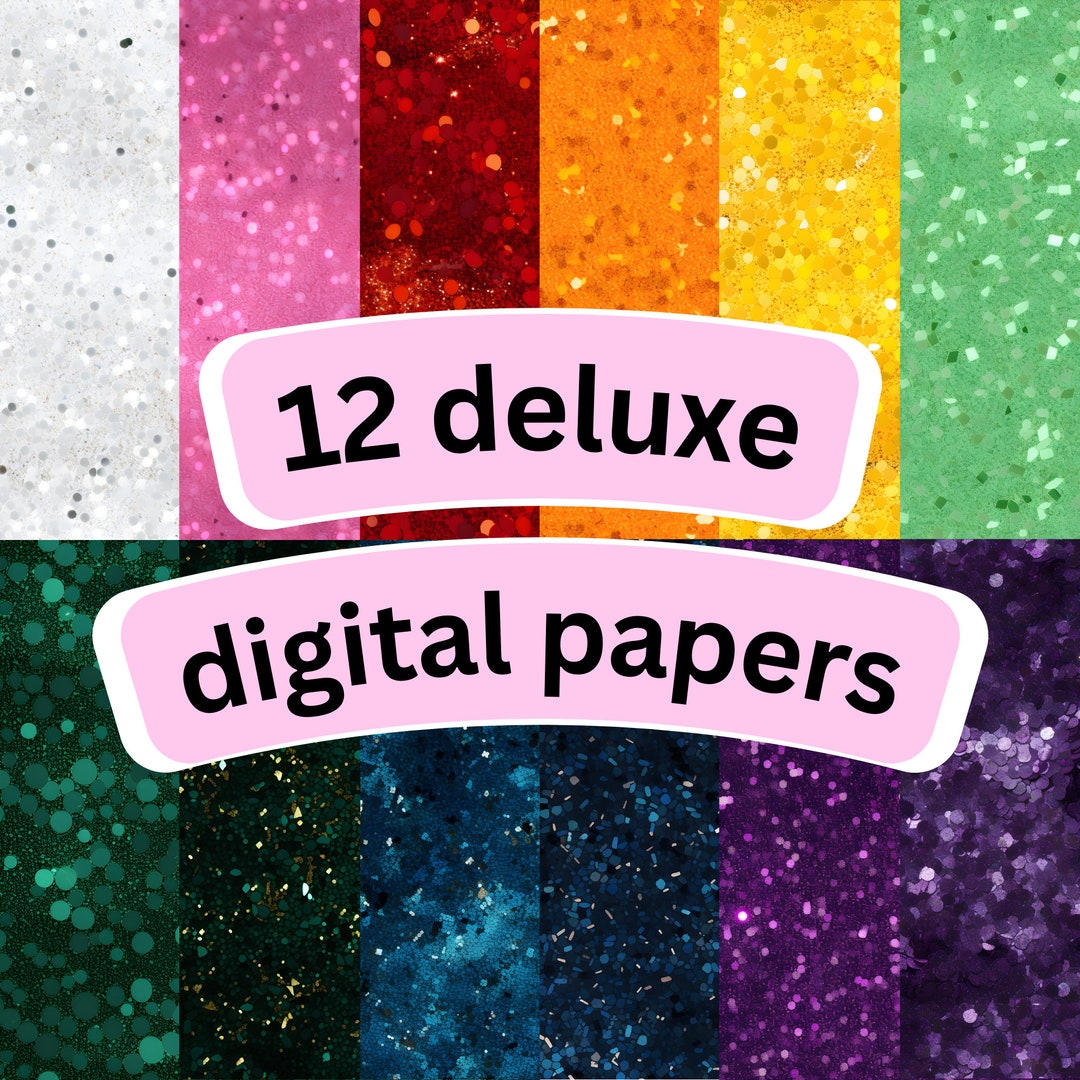 Digital Paper | Rainbow Glitter - Scrapbook Set (12 Tiling Digital ...