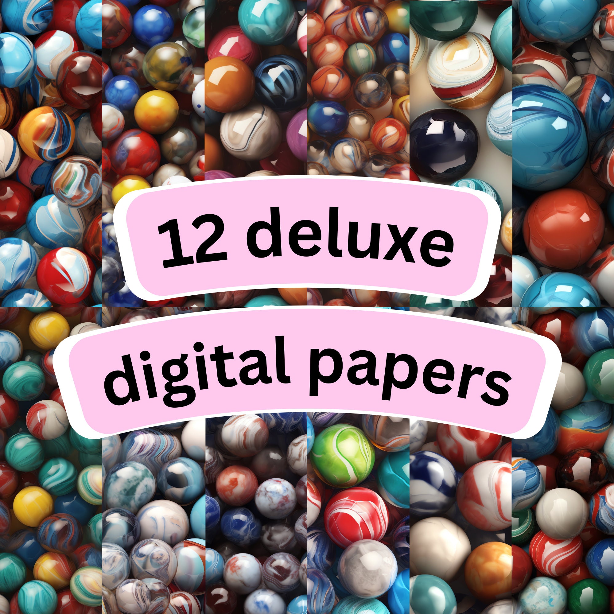 Digital Paper | Marbles - Scrapbook Set (12 Tiling Digital Papers ...
