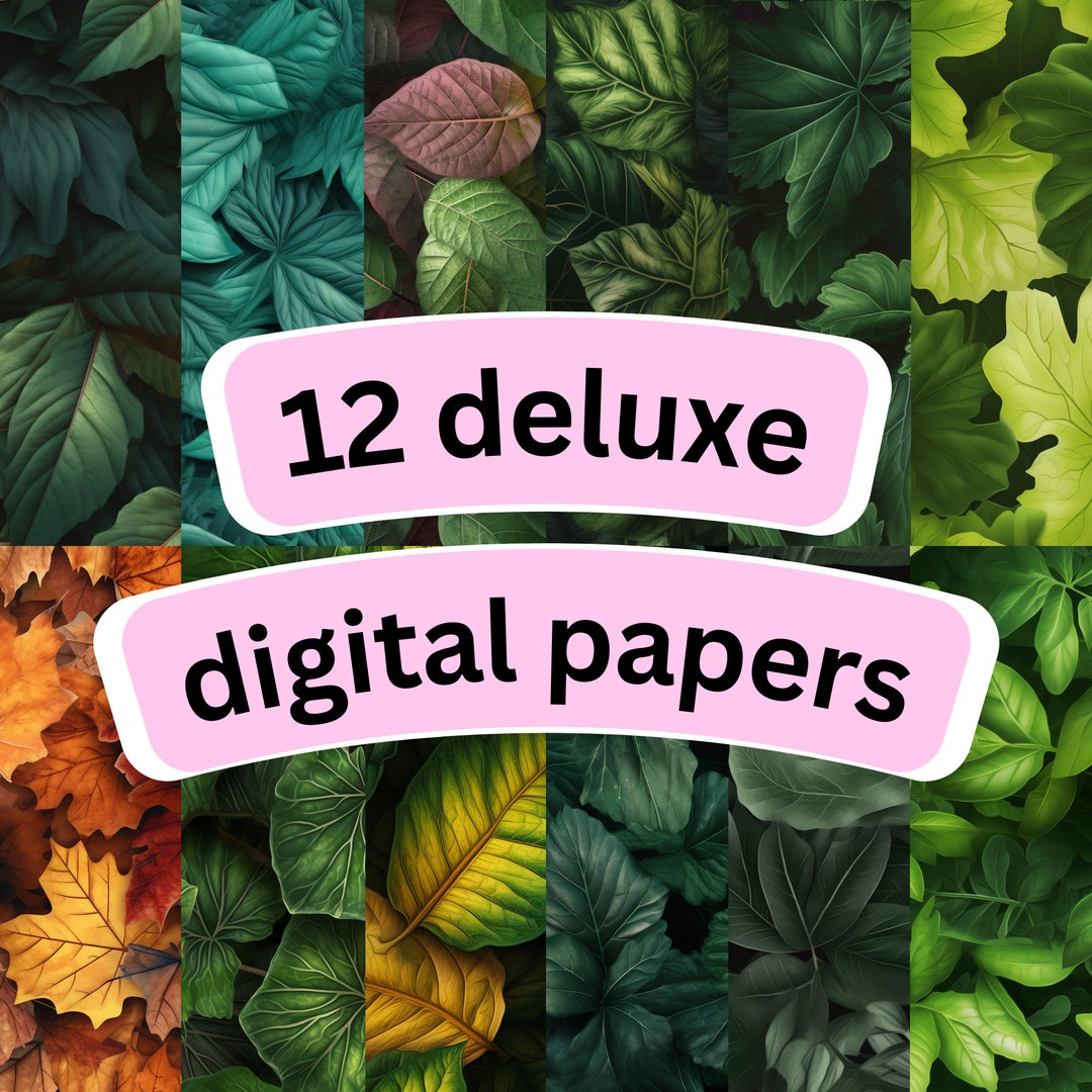 Digital Paper | Photorealistic Leaves - Scrapbook Set (12 Tiling ...