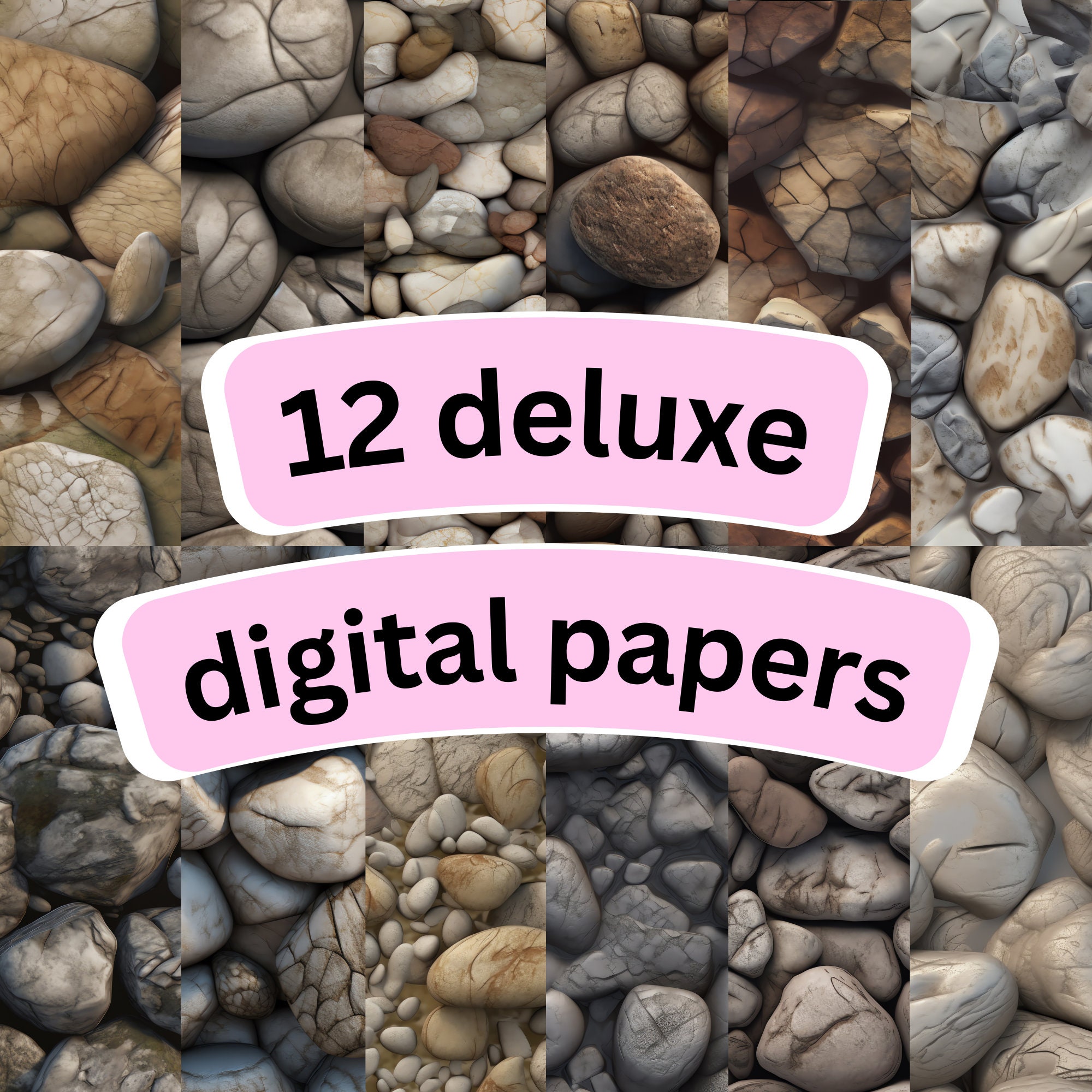 Digital Paper | Stone - Scrapbook Set (12 Tiling Digital Papers ...