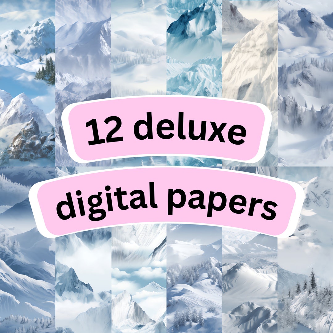 Digital Paper | Snowy Mountain - Scrapbook Set (12 Tiling Digital ...