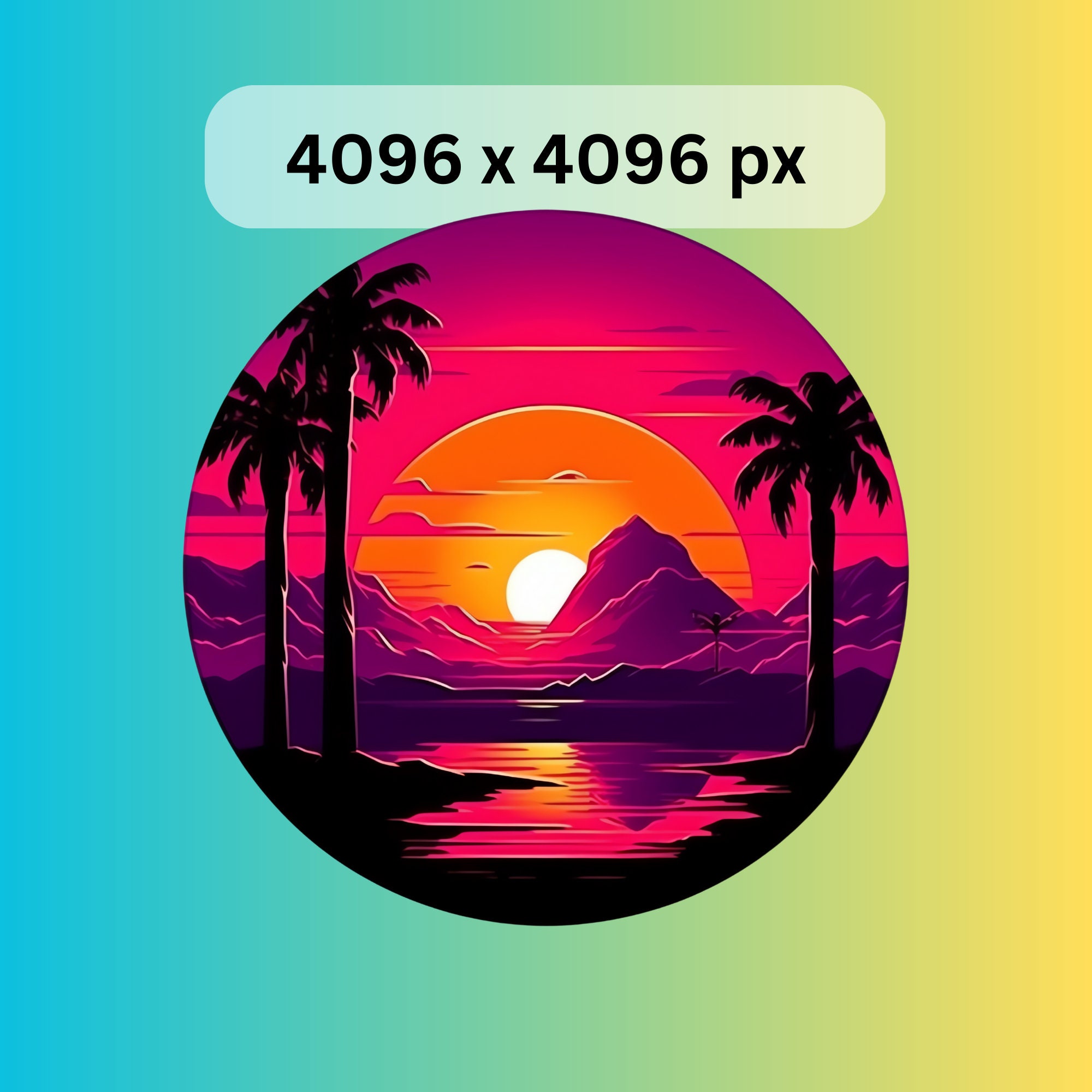 Synthwave Sunset Clipart | Square and Circle | Digital Download ...