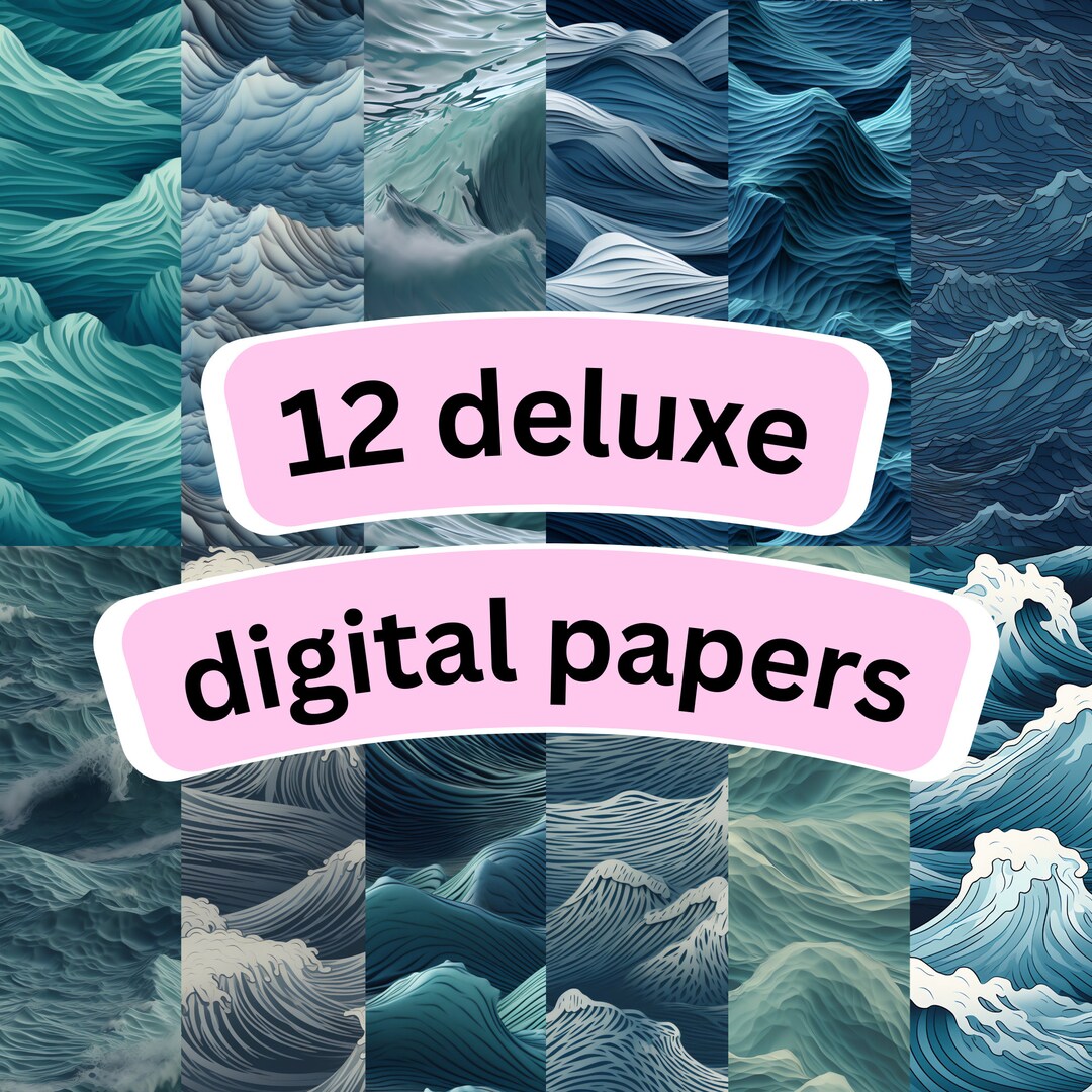 Digital Paper | Waves - Scrapbook Set (12 Tiling Digital Papers ...