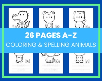 Kids Alphabet Coloring - Etsy