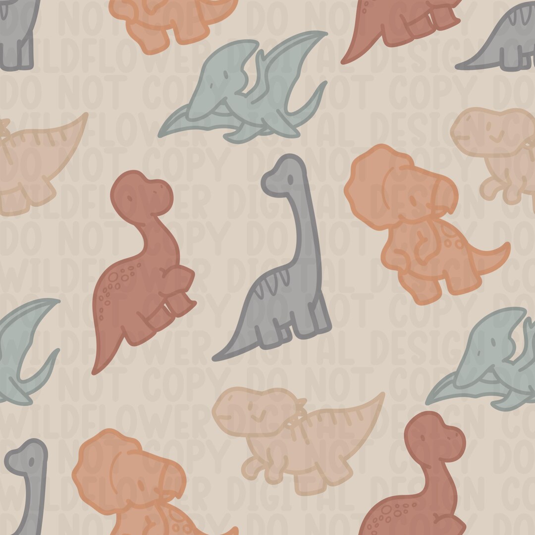 Neutral Dinosaur Seamless Repeat Pattern - Etsy