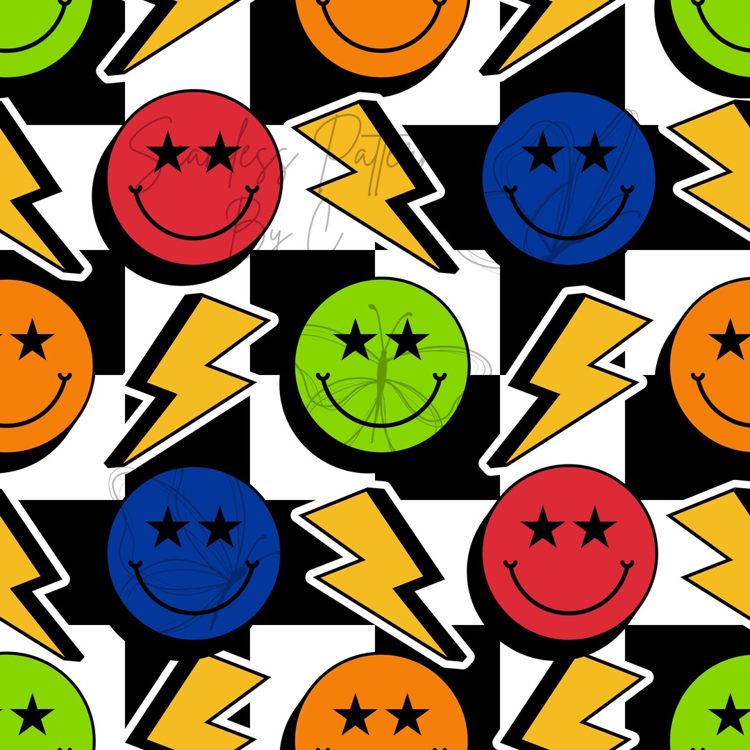 Smileys and Lightning Seamless File, Seamless Repeat Pattern - Etsy