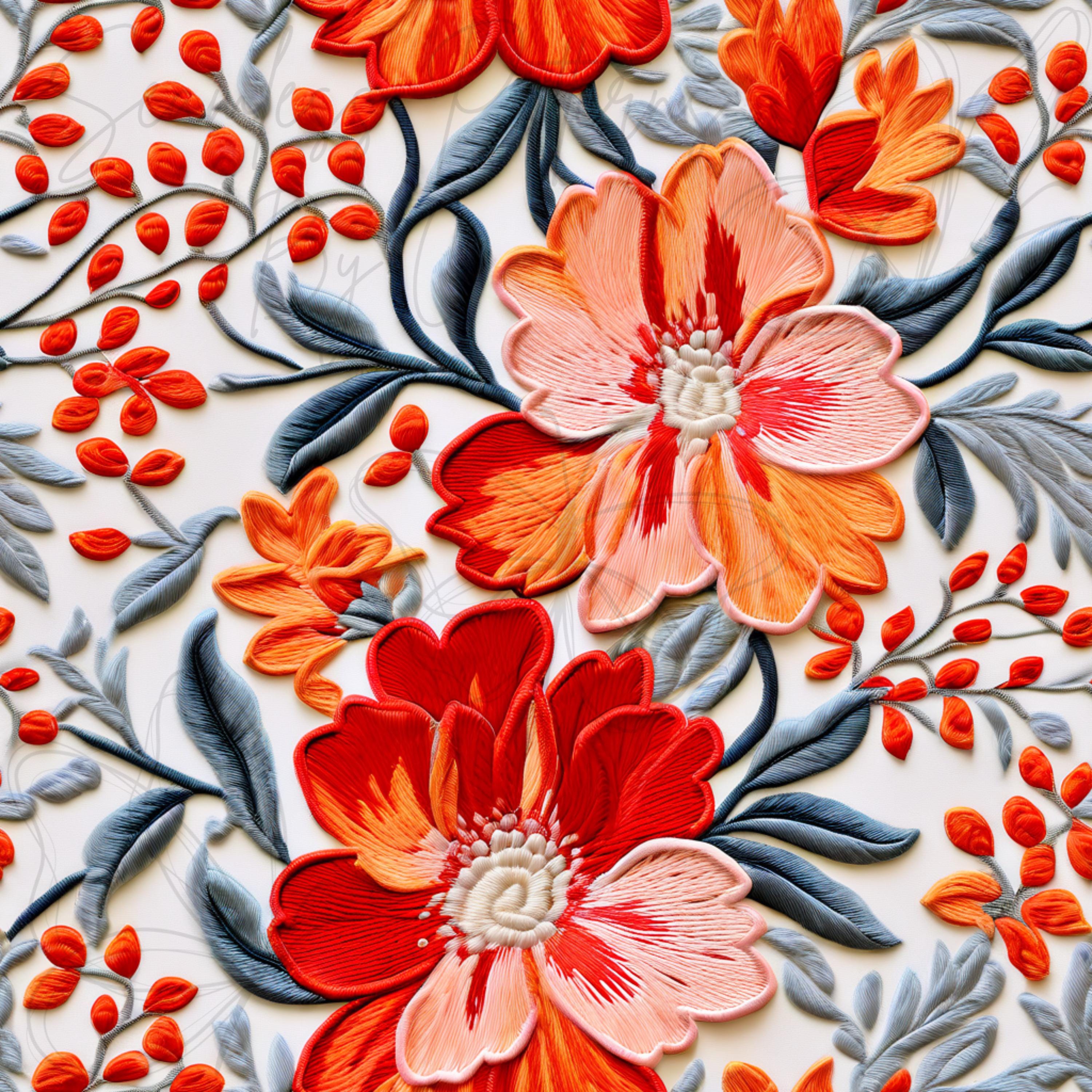 Embroidery Floral Seamless Pattern, Seamless Repeat, 300 Dpi, Seamless ...