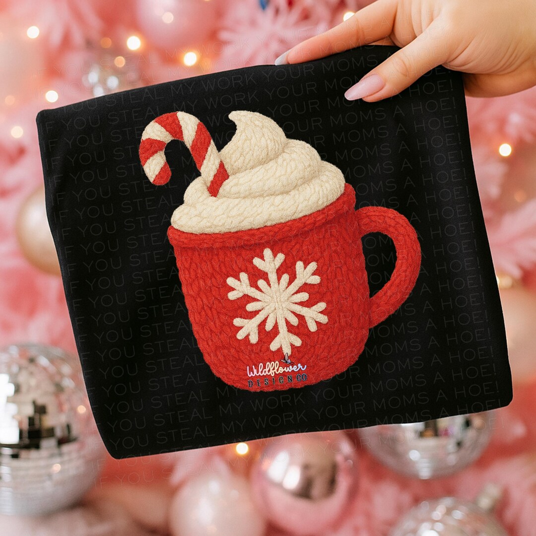 Hot Cocoa Mug Yarn Crochet PNG, Christmas Latch Hook Design (digital ...