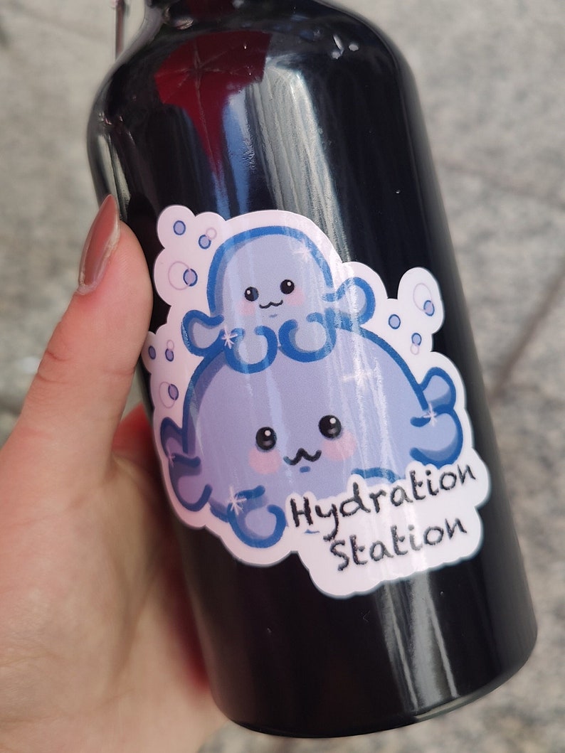 Hydration Octopus Sticker Hydrate Reminder Sticker Holographic Vinyl ...