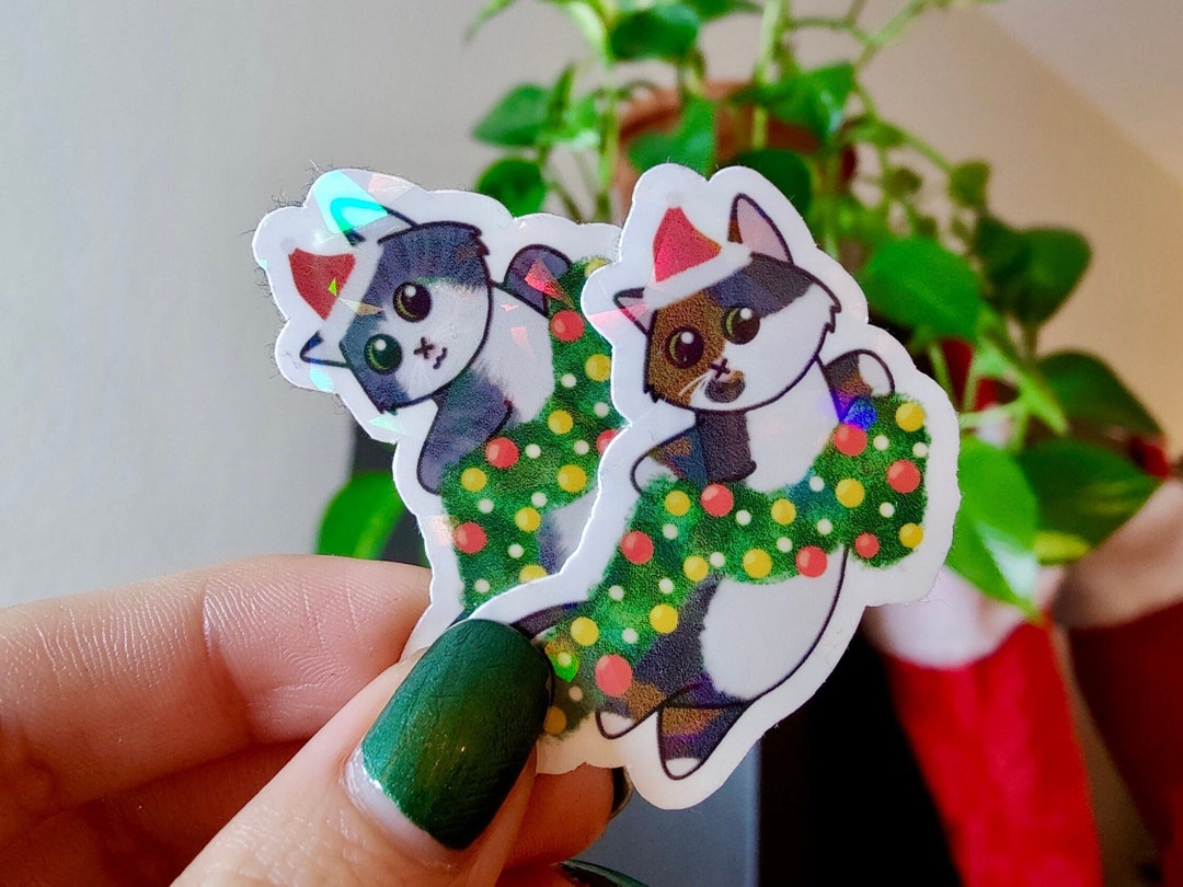 Christmas Cat Sticker Set Calico Cat Sticker Tabby Cat - Etsy