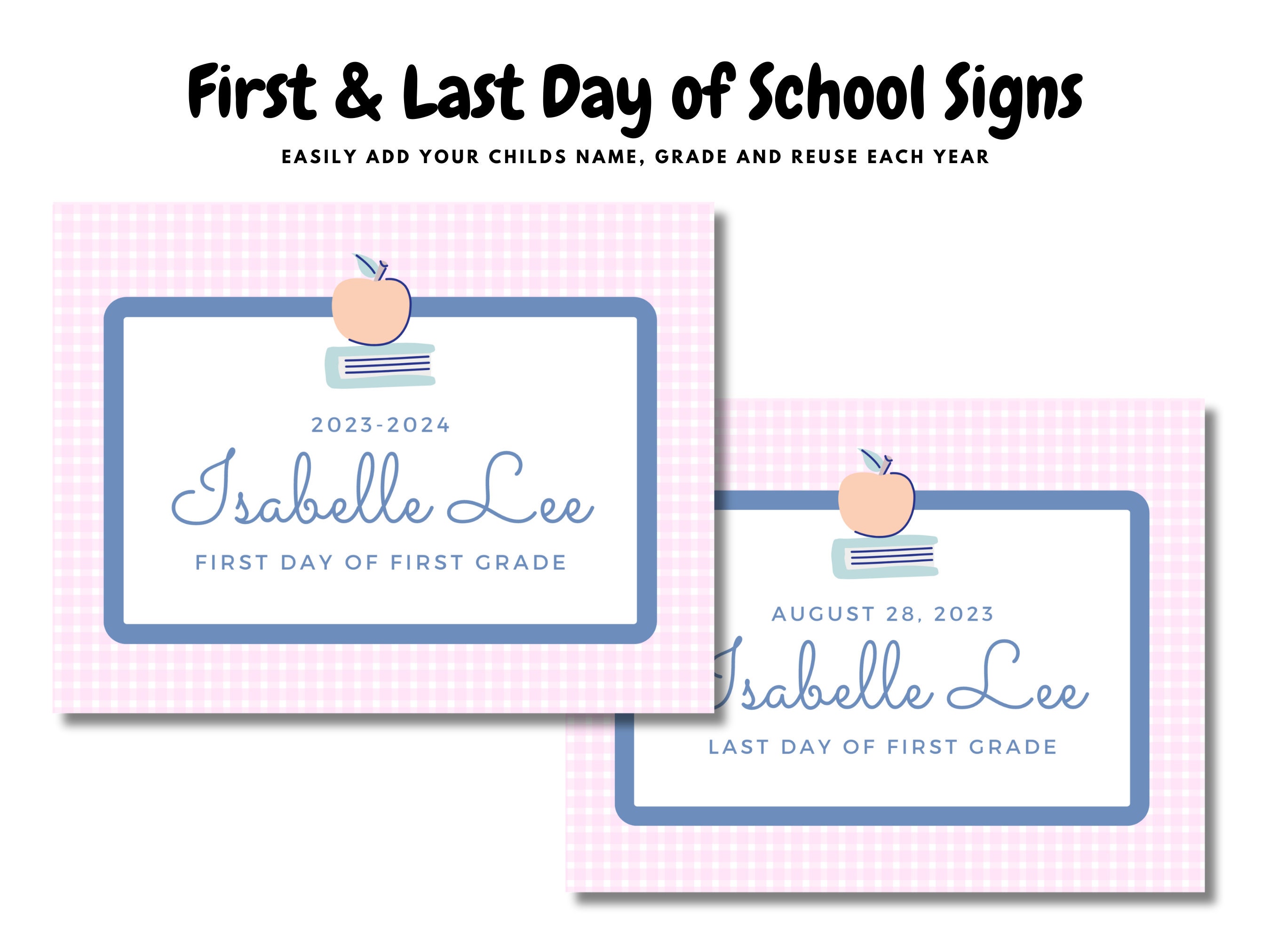 Letrero imprimible del primer día de clases, letrero editable del ...