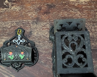 Vintage Cast Iron Match Box Holder - Etsy