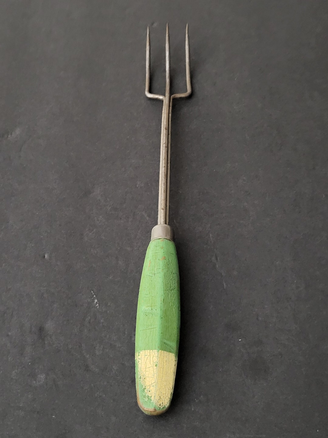 Vintage Fork With Green Wood Handle - Etsy