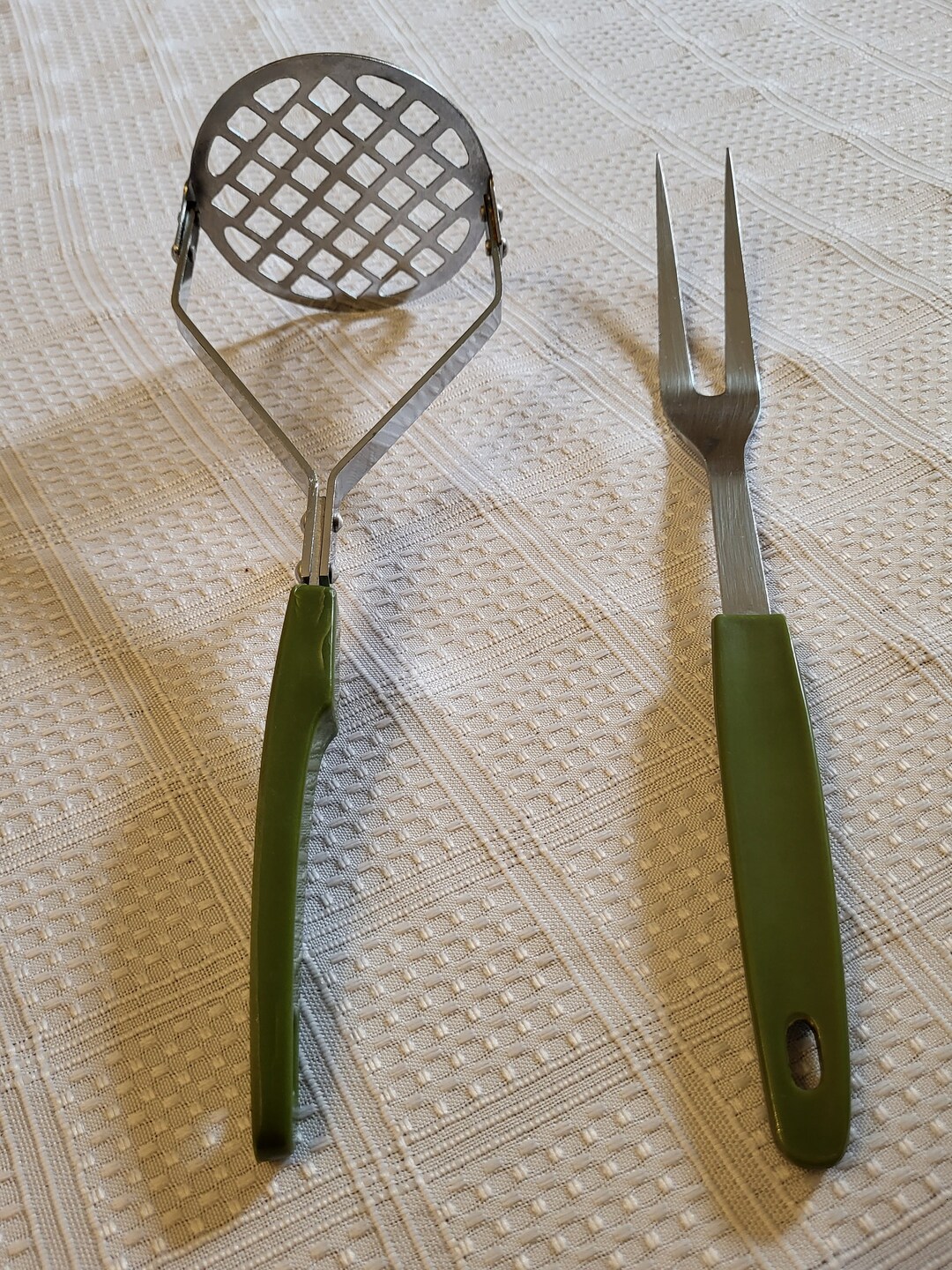 Retro Green Utensils: Fork and Masher - Etsy
