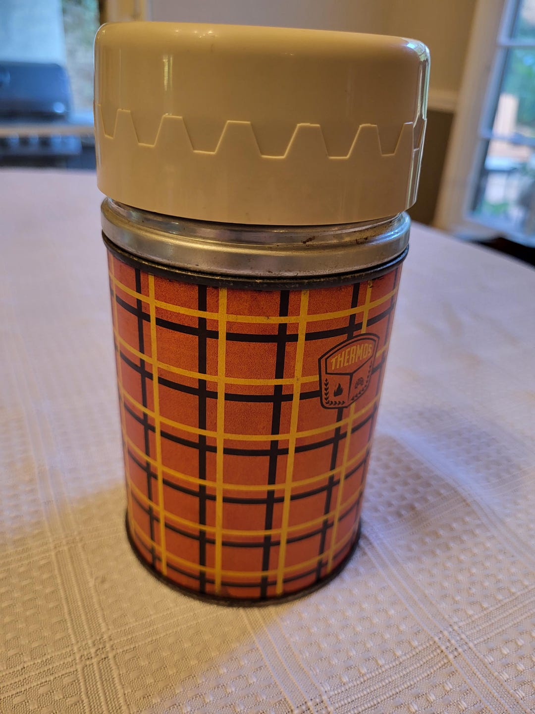 Vintage Short Plaid Thermos - Etsy
