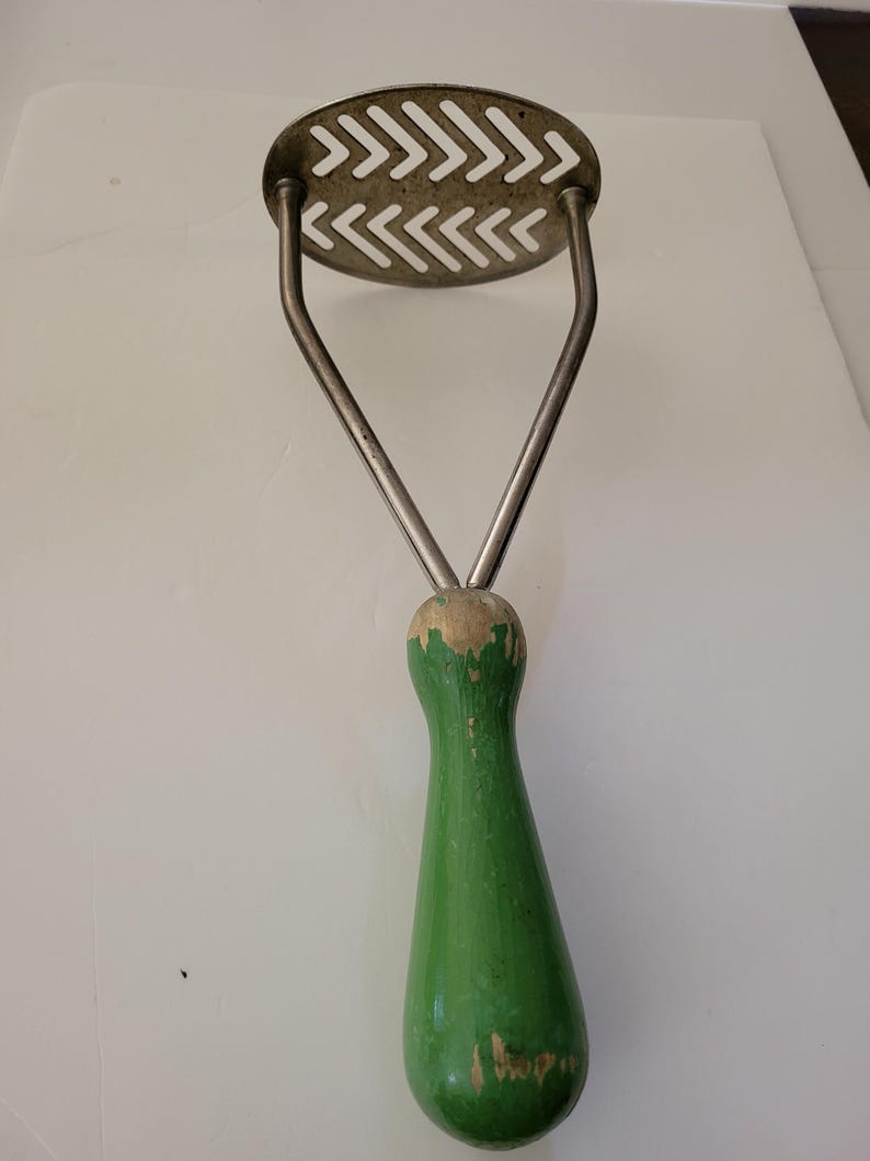Vintage A&J Masher With Green Wood Handle - Etsy