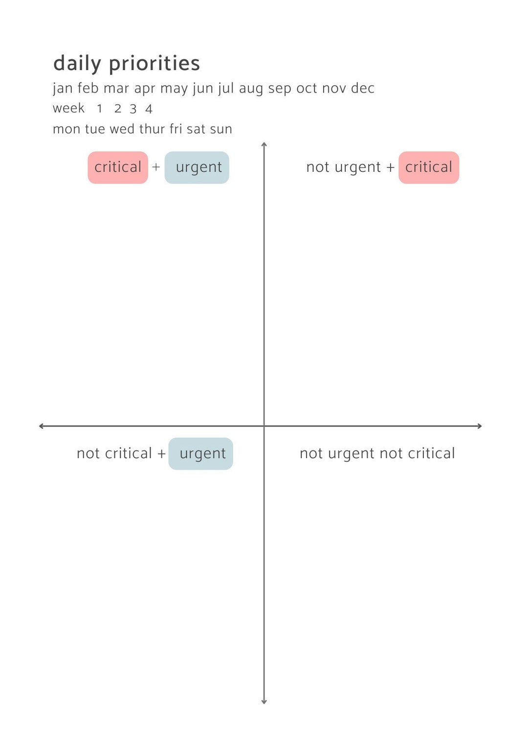 Priority Matrix Daily, Weekly, Monthly Planner Printable Bundle - Etsy