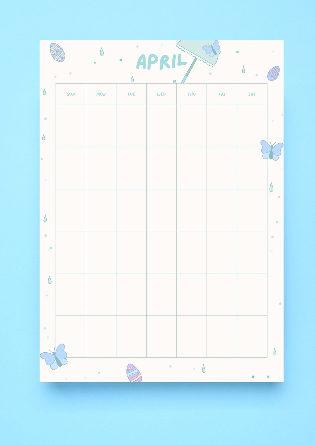 April Dateless Calendar Template - Monthly A4 Printable - Etsy