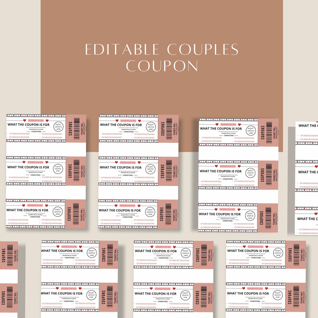 Fun Editable Couple Coupon, Editable Valentine’s Day Coupon, Coupons ...