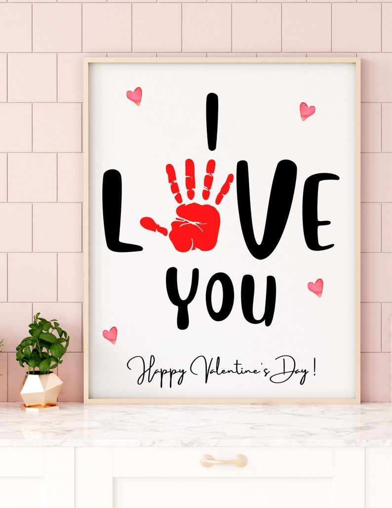 I Love You Footprint Handprint Art Craft, Valentine's Day Craft for ...
