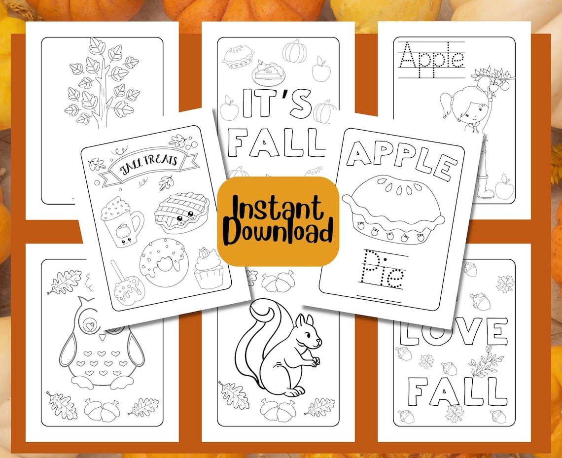 20 Coloring Pages, Fall Coloring Pages, Autumn Coloring Sheets, Autumn ...