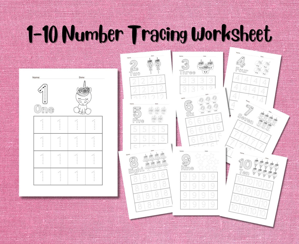 1-10 Number Tracing Worksheet |preschool Worksheet |tracing Printable ...