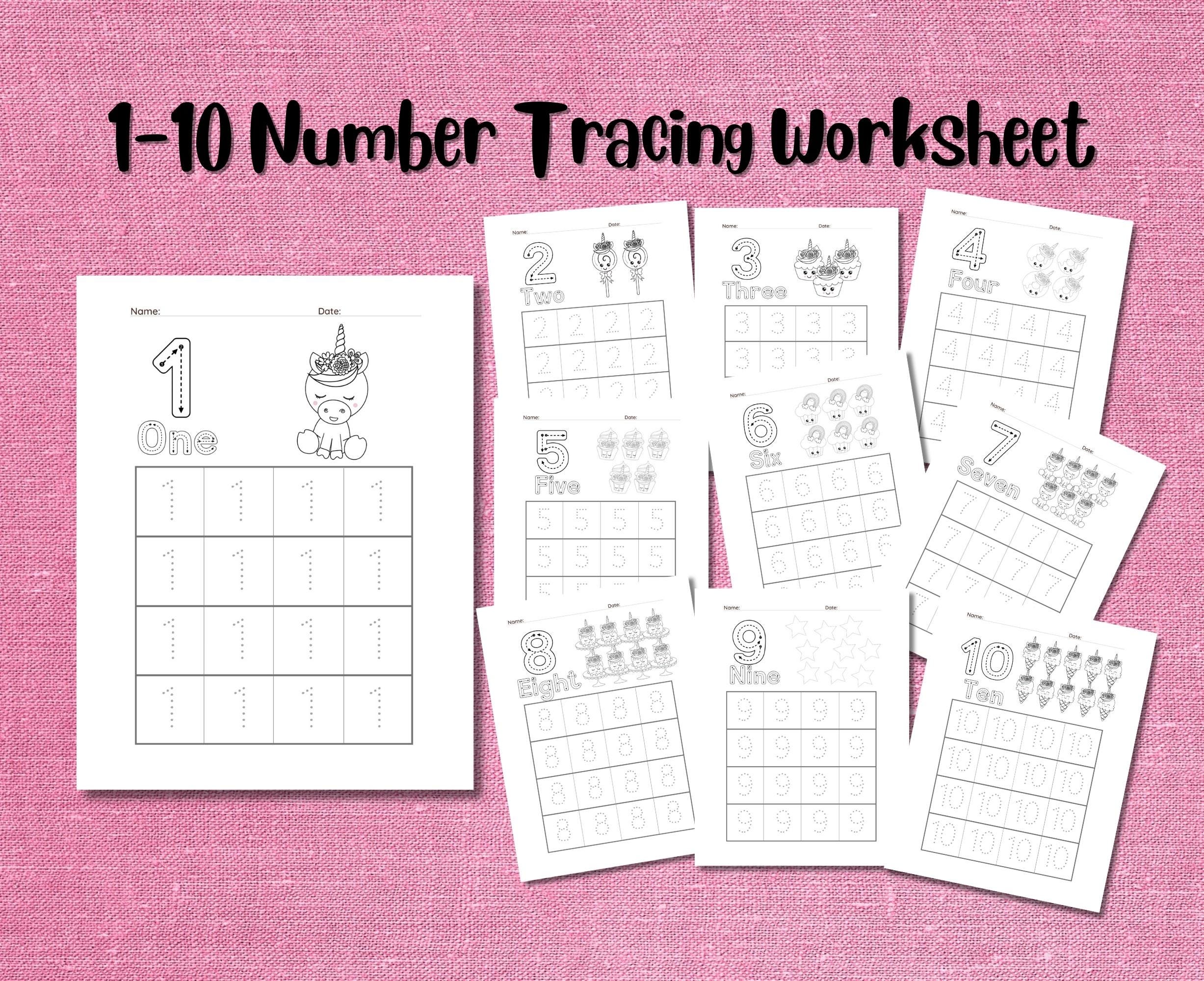1-10 Number Tracing Worksheet |preschool Worksheet |tracing Printable ...