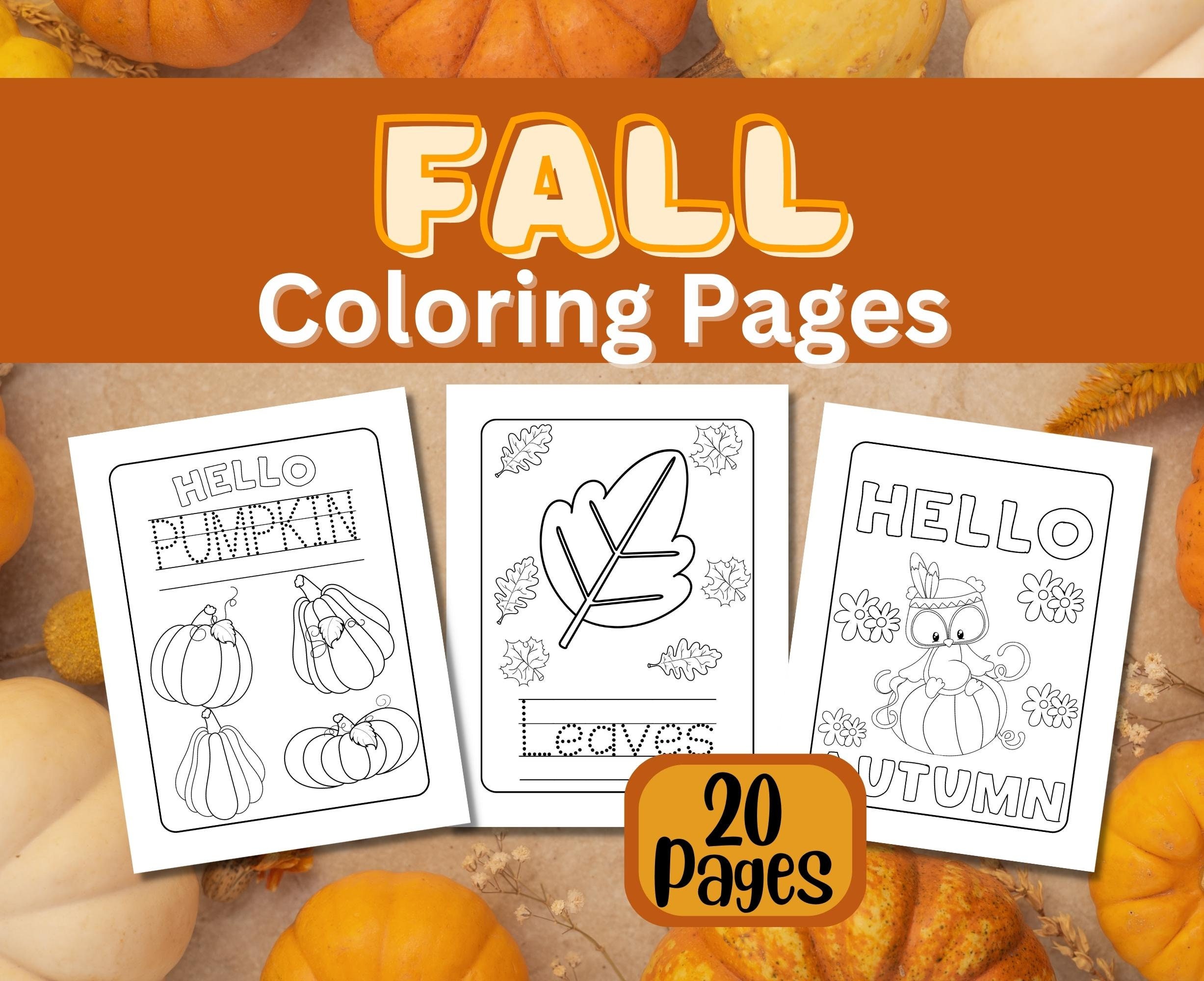 20 Coloring Pages, Fall Coloring Pages, Autumn Coloring Sheets, Autumn ...