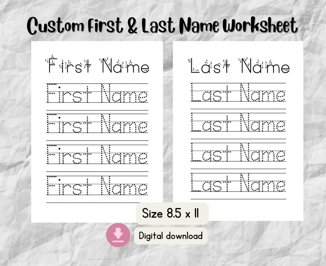 Custom Name Tracing Worksheet first & Last Name Tracing Name - Etsy