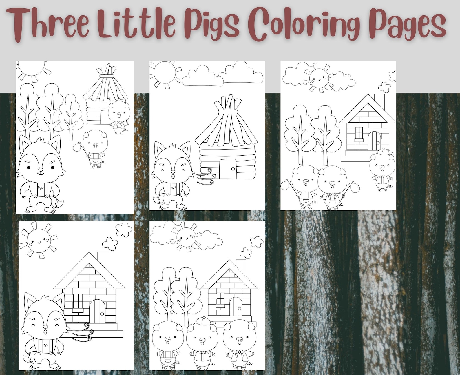 The Three Little Pigs Story Coloring Pages, Printable Kids Coloring ...