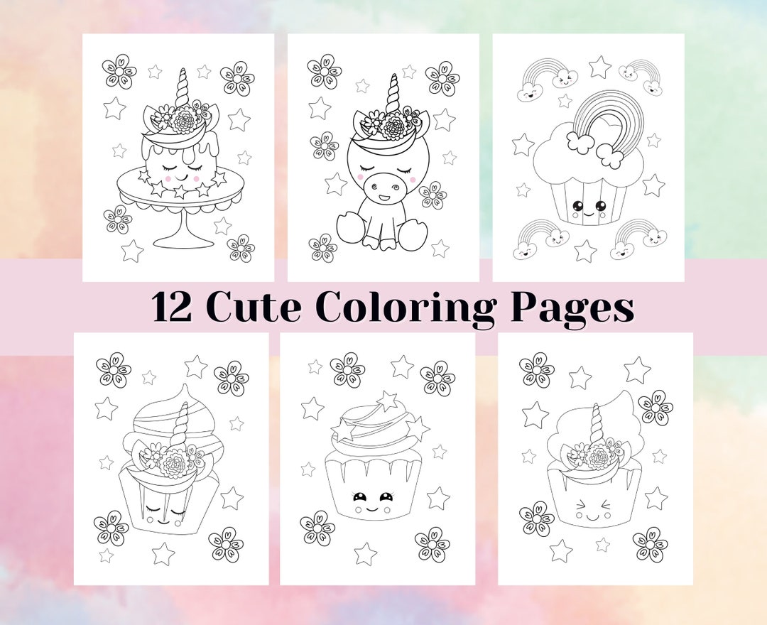 Unicorn Coloring Pages, Printable Kawaii Sweets Coloring, Birthday ...