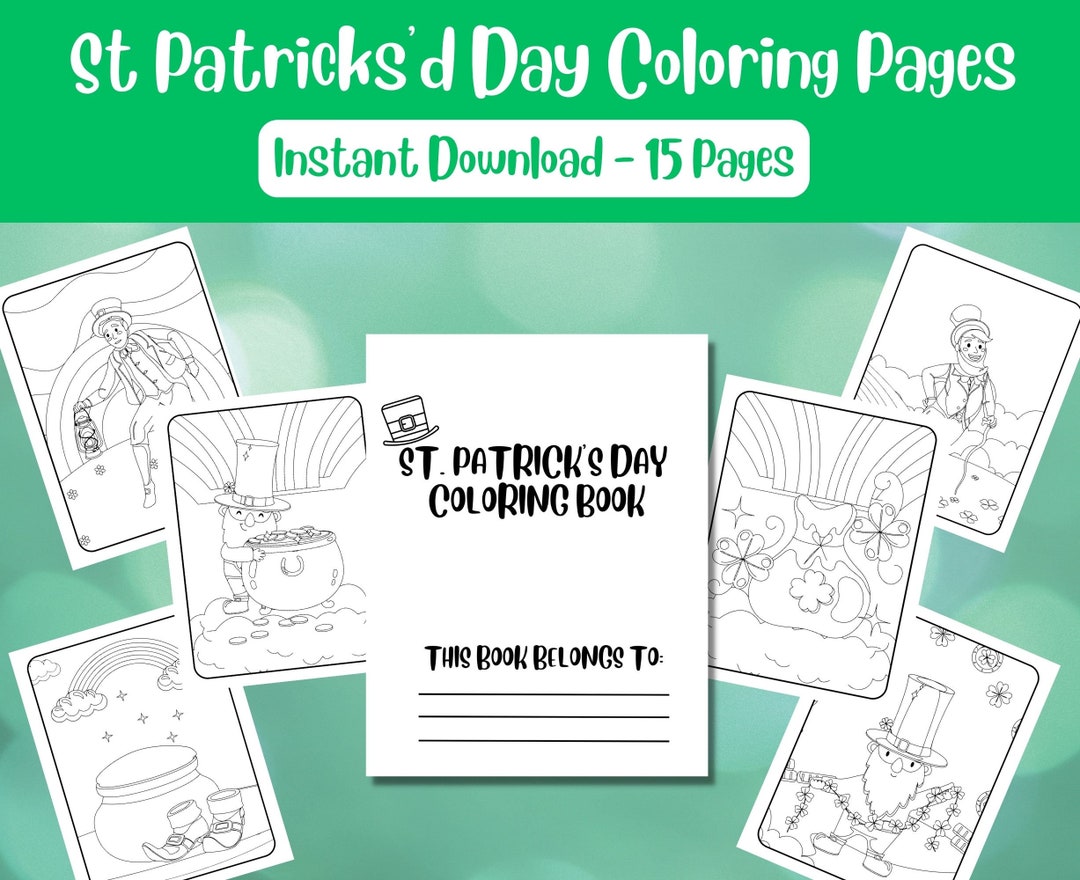 St. Patricks Day Coloring Page Set - Instant Download - Saint Paddy's ...