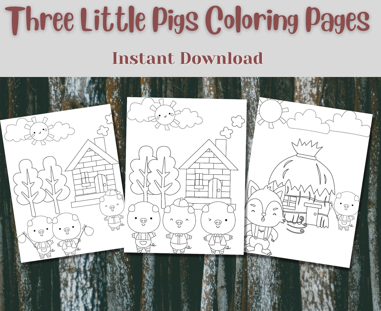 The Three Little Pigs Story Coloring Pages, Printable Kids Coloring ...