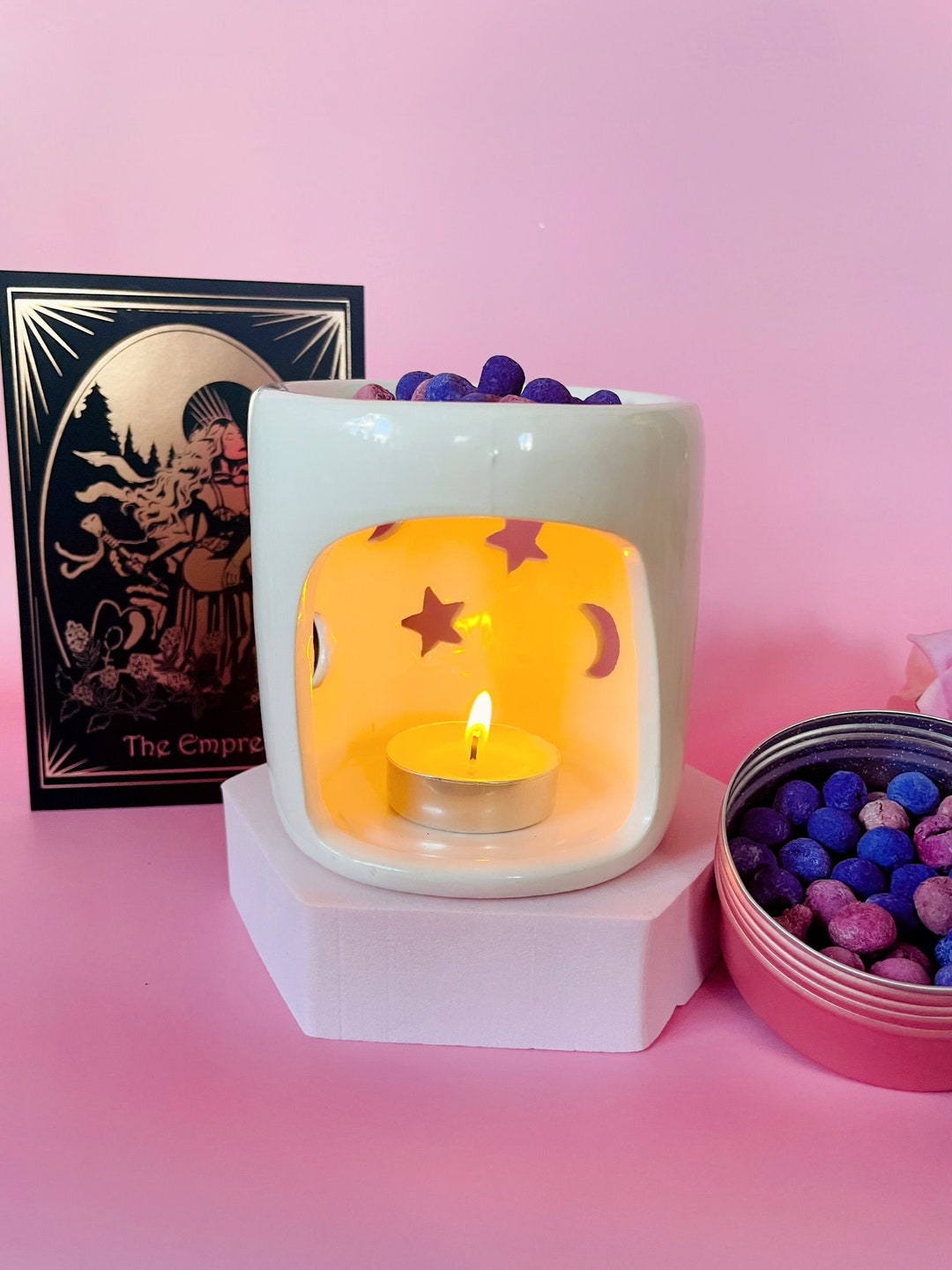 Ceramic Essential Oil Burner | Diffuser Kit With Aromatic Beads and Tea ...