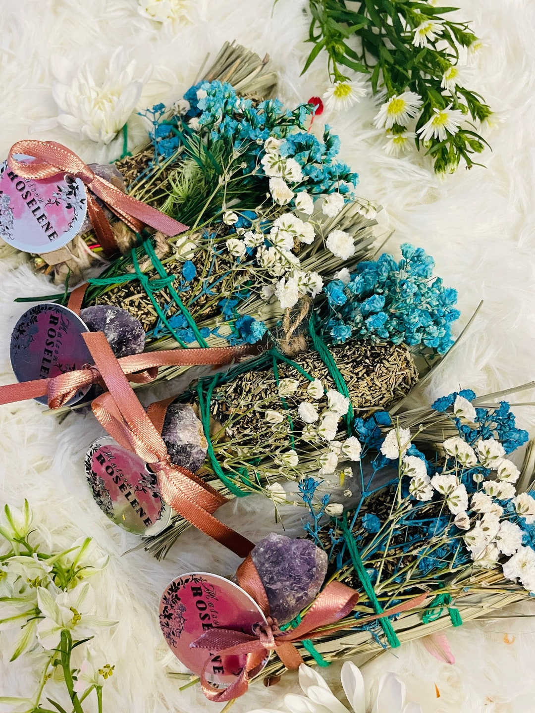 Rosemary Sage Smudge Kit: Fluorite Crystal, Dried Flowers - Etsy