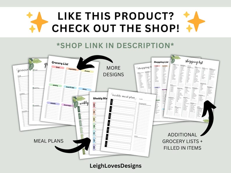 Printable Grocery List, Shopping List, Grocery Shopping Checklist ...
